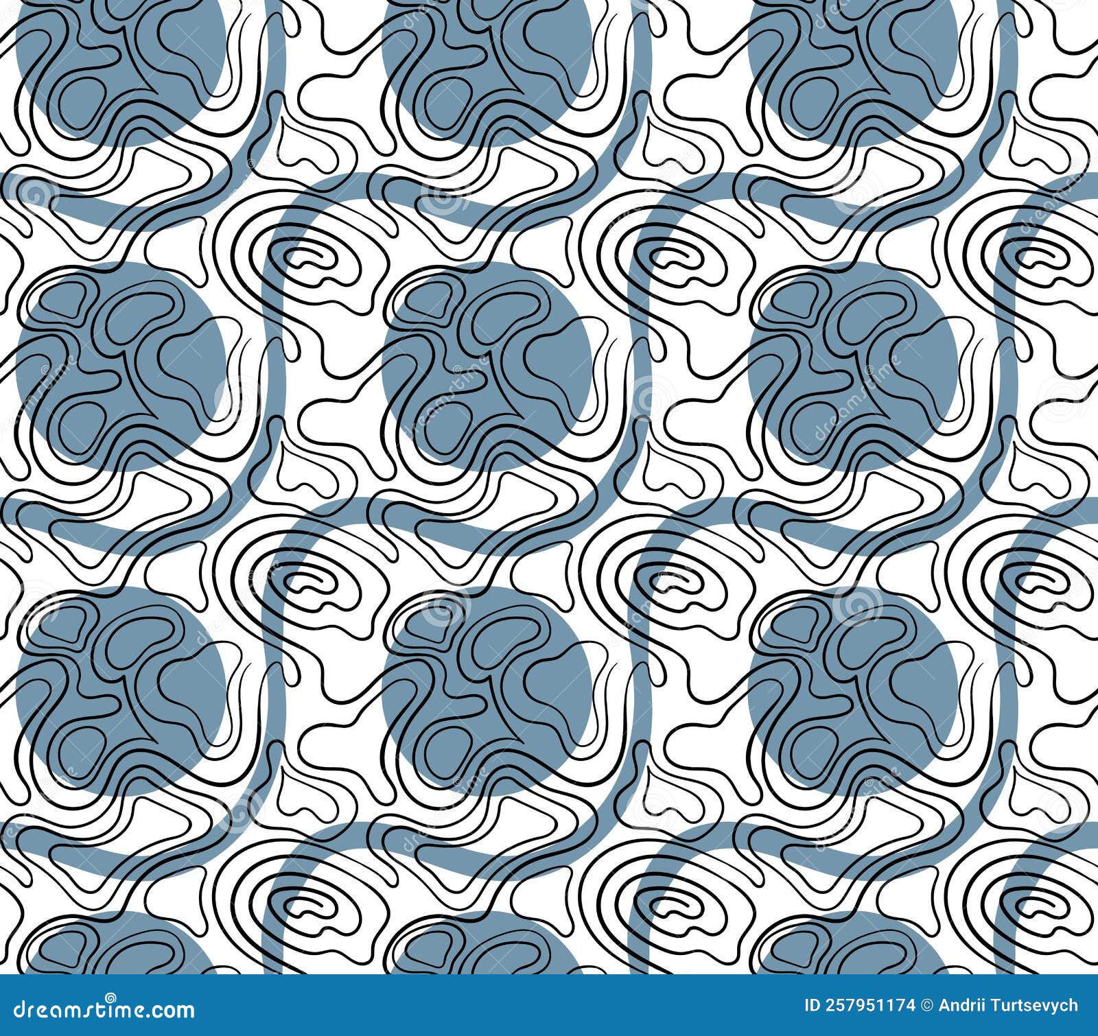 Modern Style Semless Vector Pattern Made on Curves and Circles Stock ...