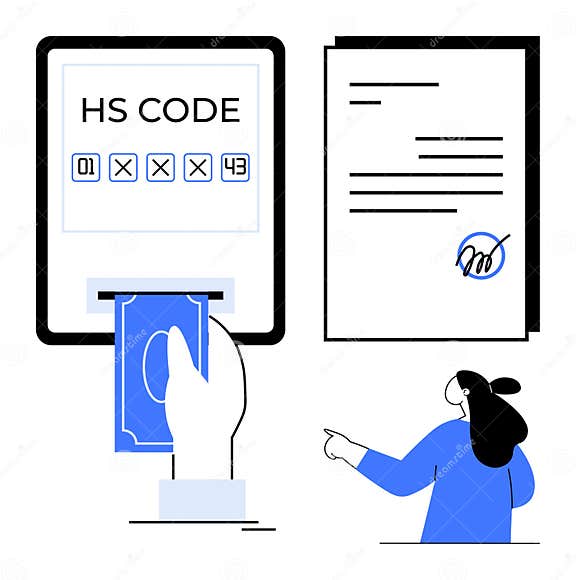 HS Code Entry with Currency Insert and Signed Document with Person ...