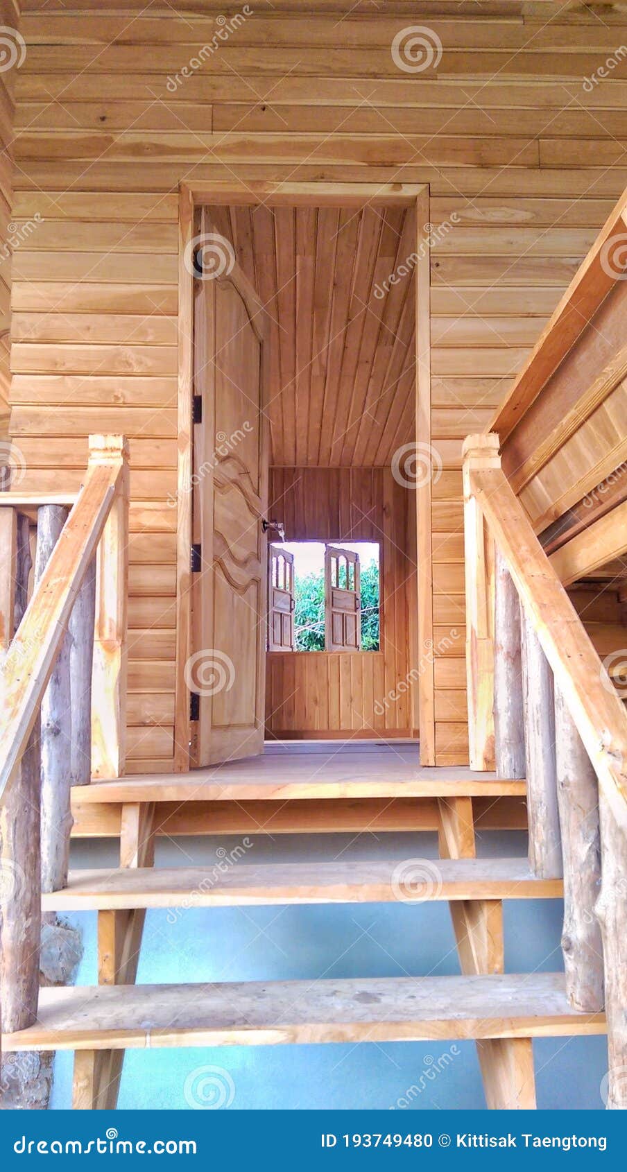Modern style teak house. stock photo. Image of modern - 193749480