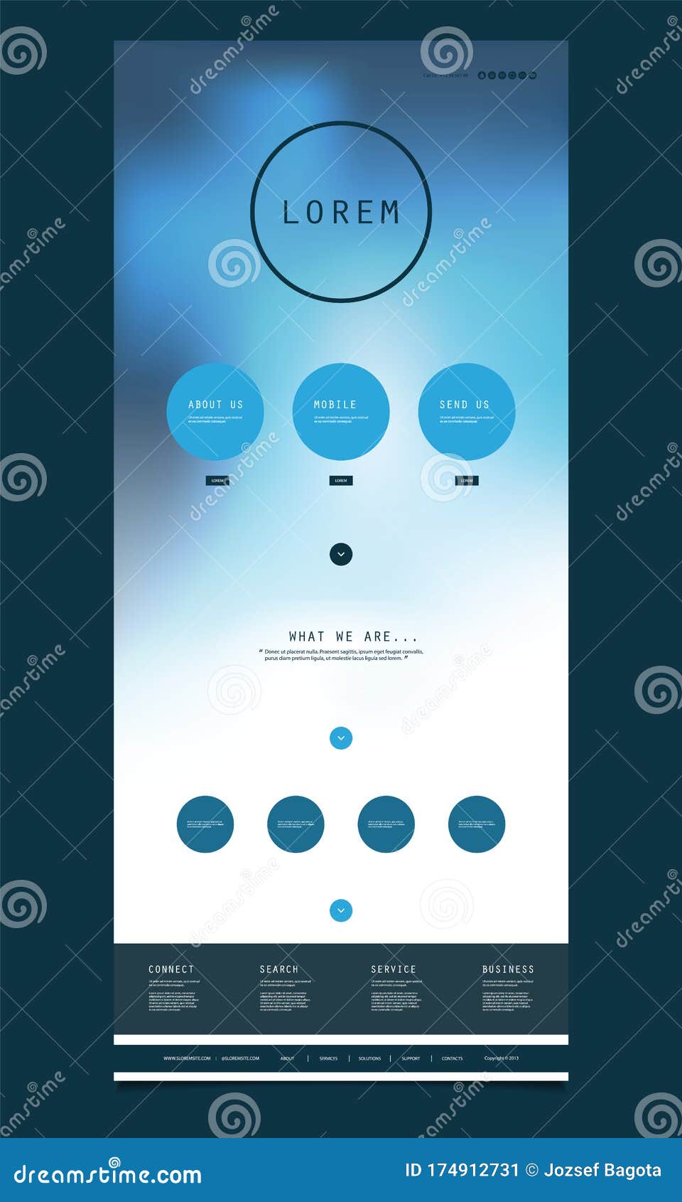 Modern Style Website Template Design with Blue Abstract Blurred ...