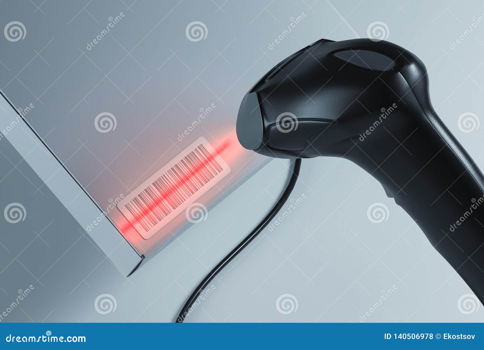 Modern Stylish Barcode Scanner Scanning Bar Code with Laser. 3d ...