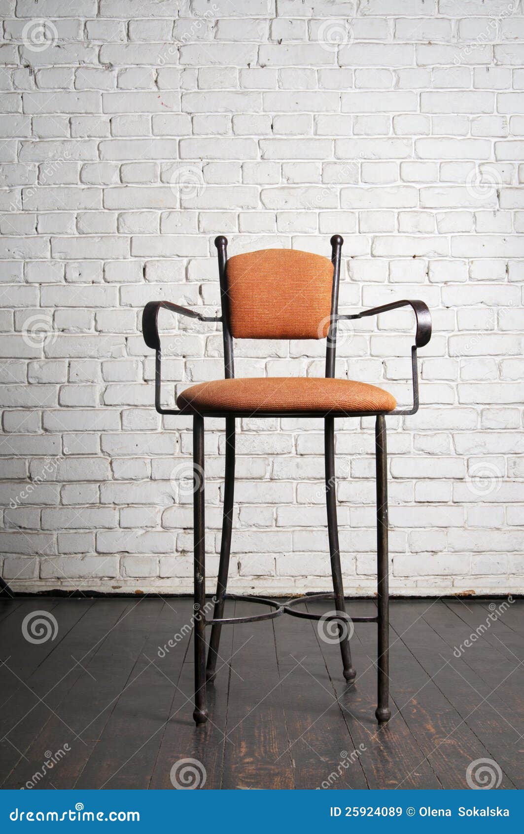 Modern Stylish Chair Against a Brick Wall Stock Image - Image of life ...