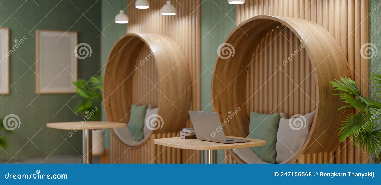 Modern Stylish Coffee Shop Seating Area Interior with Stylish Round ...