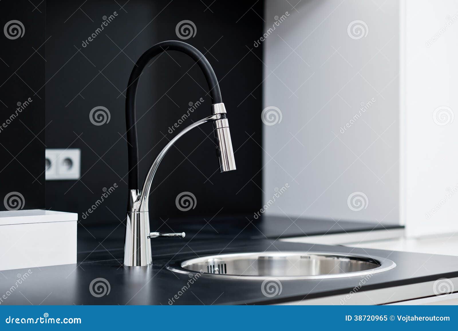Modern Stylish Faucet in the Design Kitchen Stock Image - Image of ...