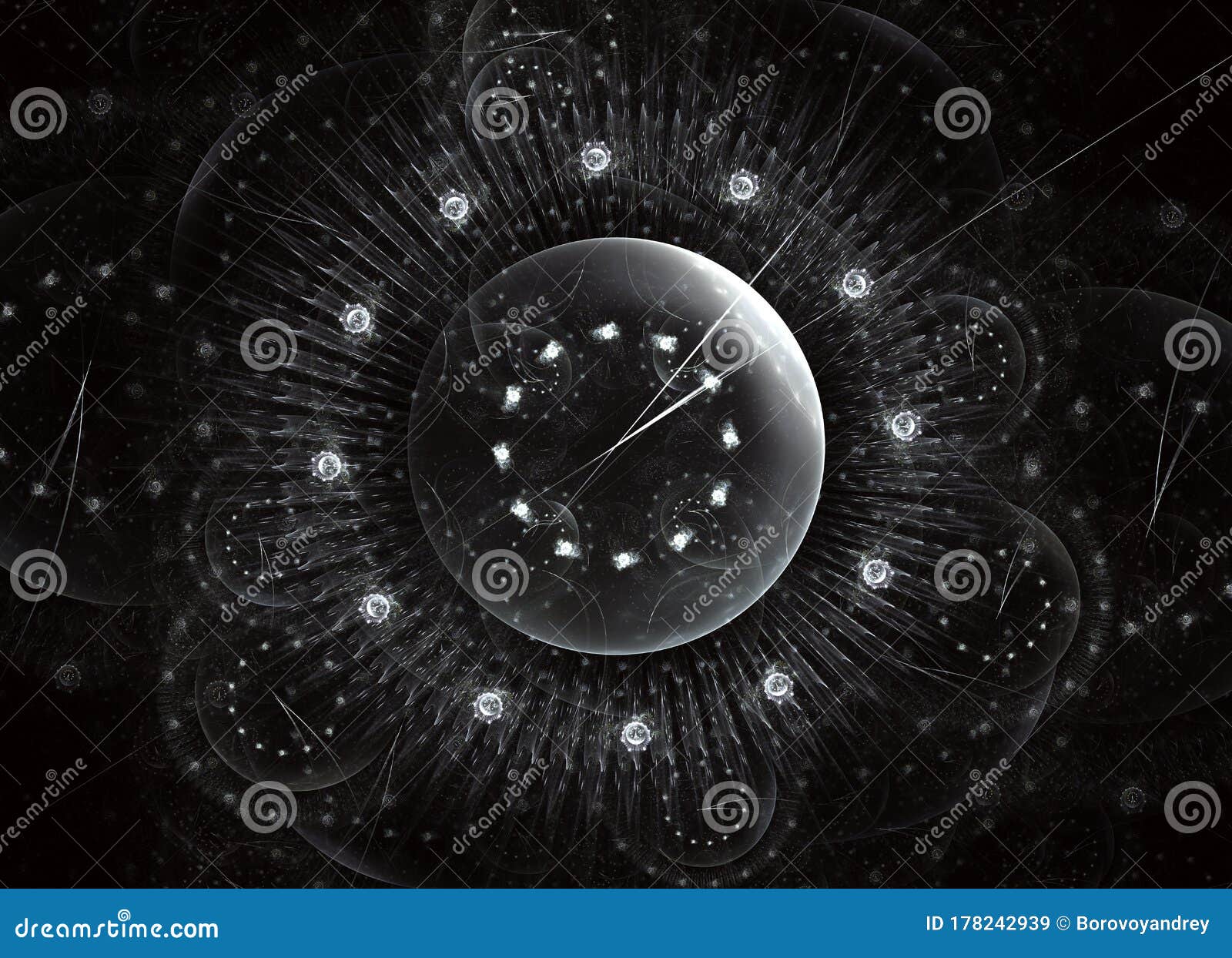 Modern Stylish Fractal Effect Watch. Clock Fractal, Computer Generated ...