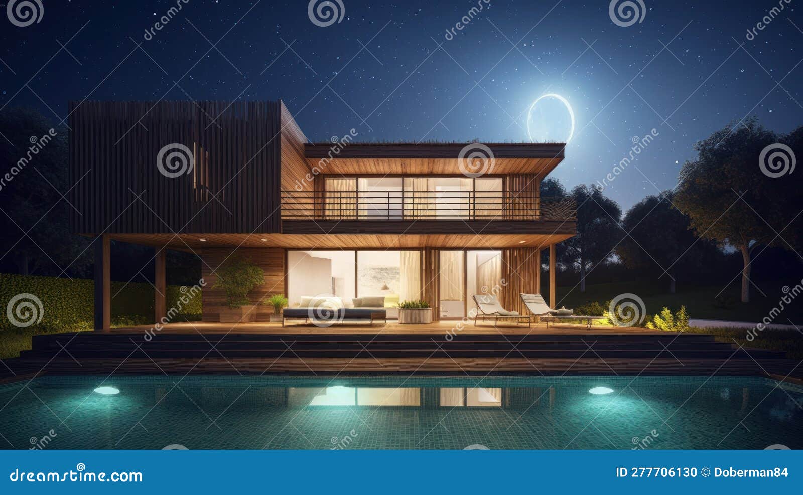 Modern Stylish Home with Large Windows and a Swimming Pool in the ...