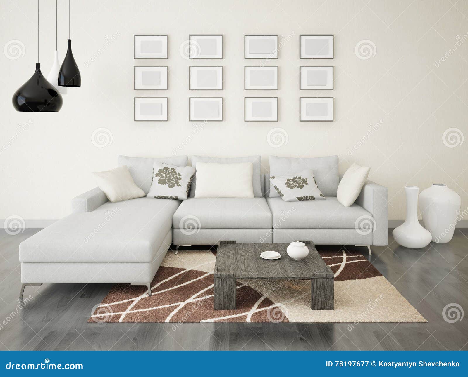 Modern Stylish Living Room. Stock Illustration - Illustration of room ...