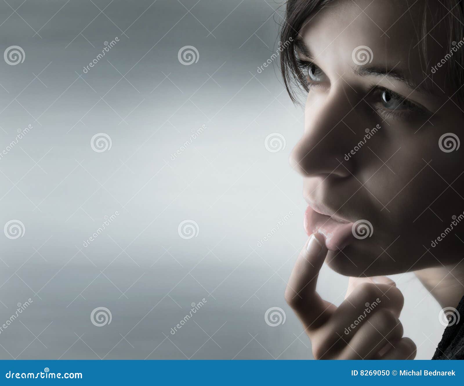 Modern, Stylish Portrait of Young Woman Stock Photo - Image of finger ...