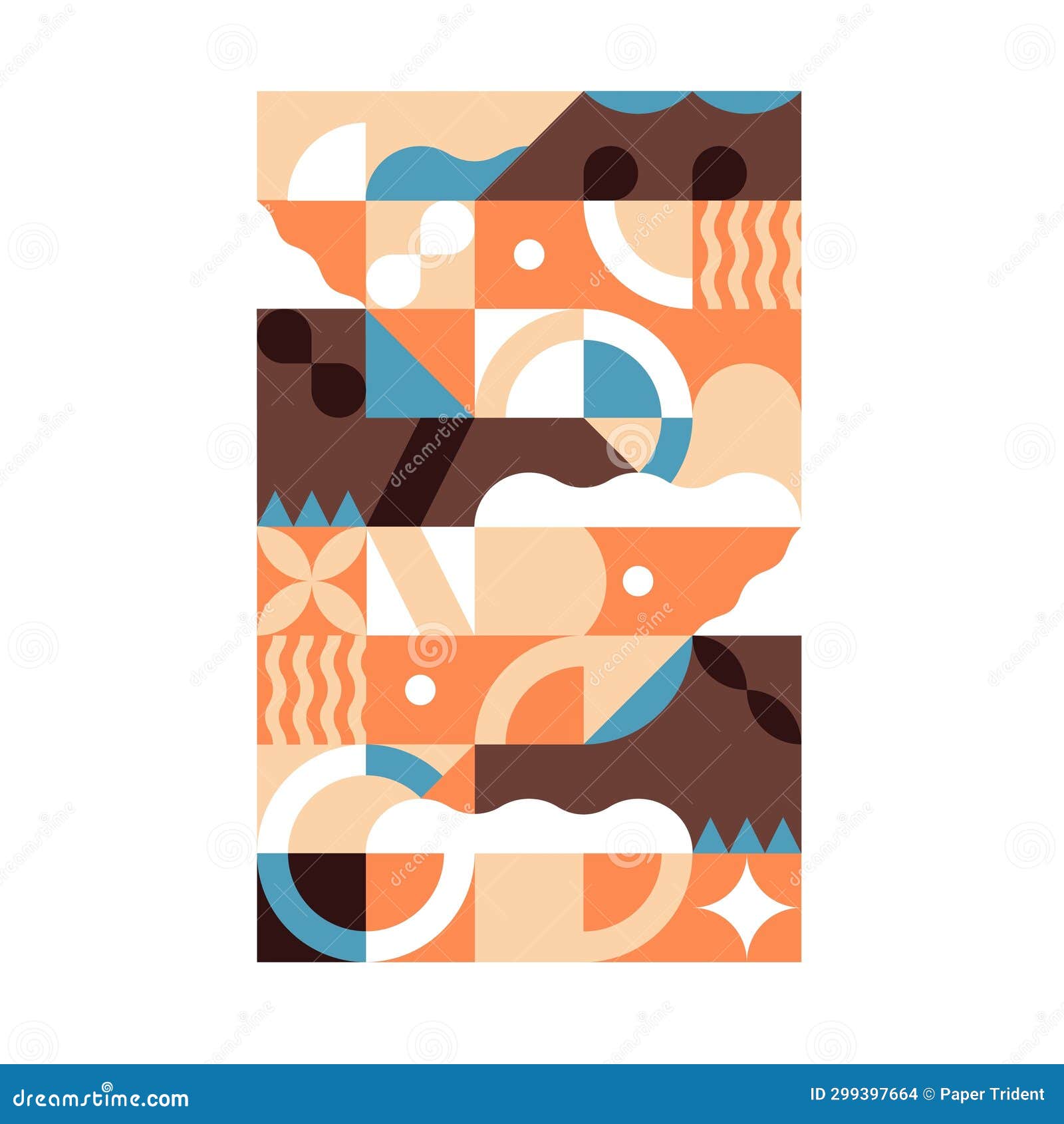 Modern Stylized Abstraction. Geometric Poster. Round Shapes, Squared ...