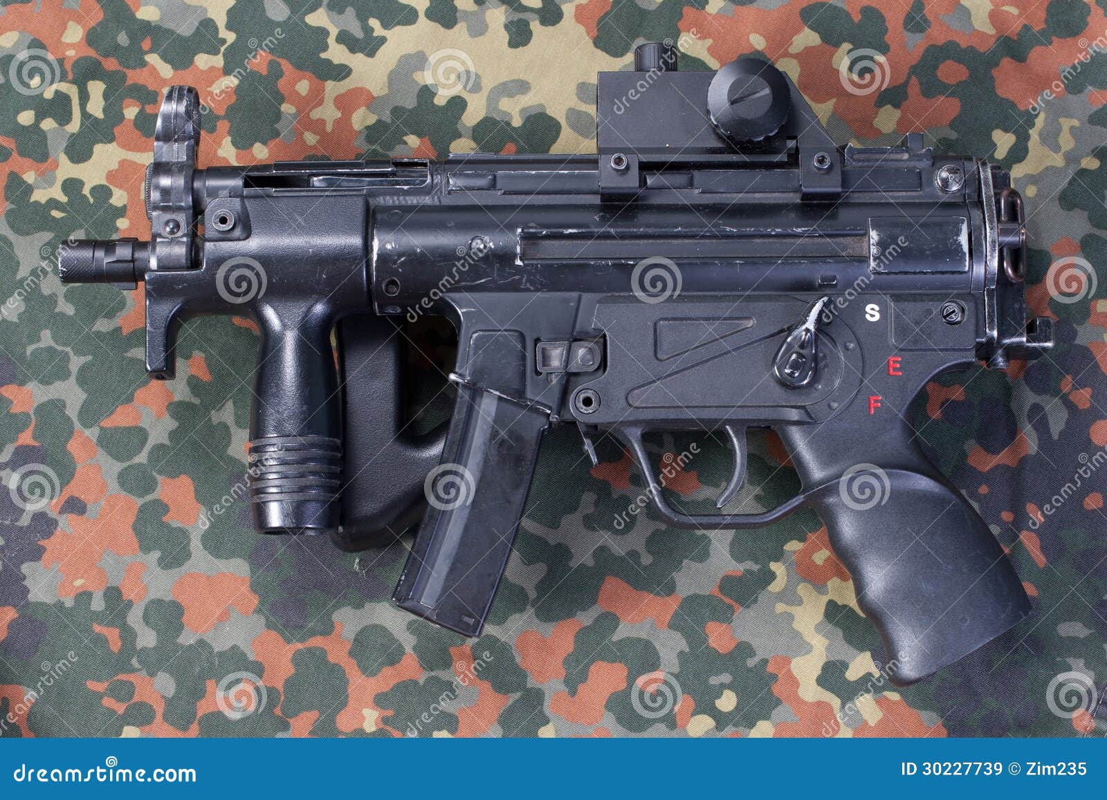 Modern Submachine Gun MP5 On Desert Camouflaged Background Stock Image ...