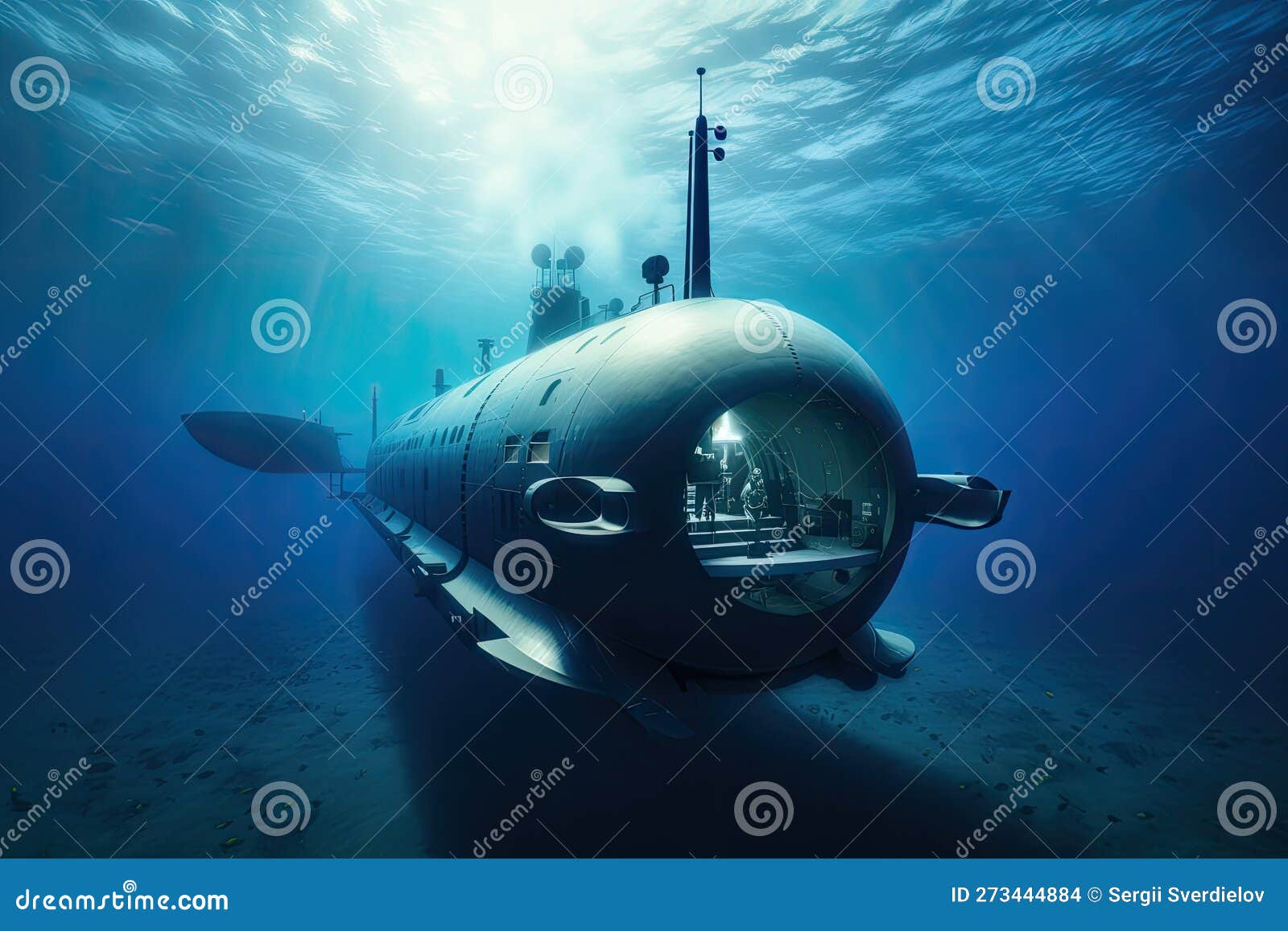 Modern Submarine Underwater View. Generative AI Stock Illustration ...