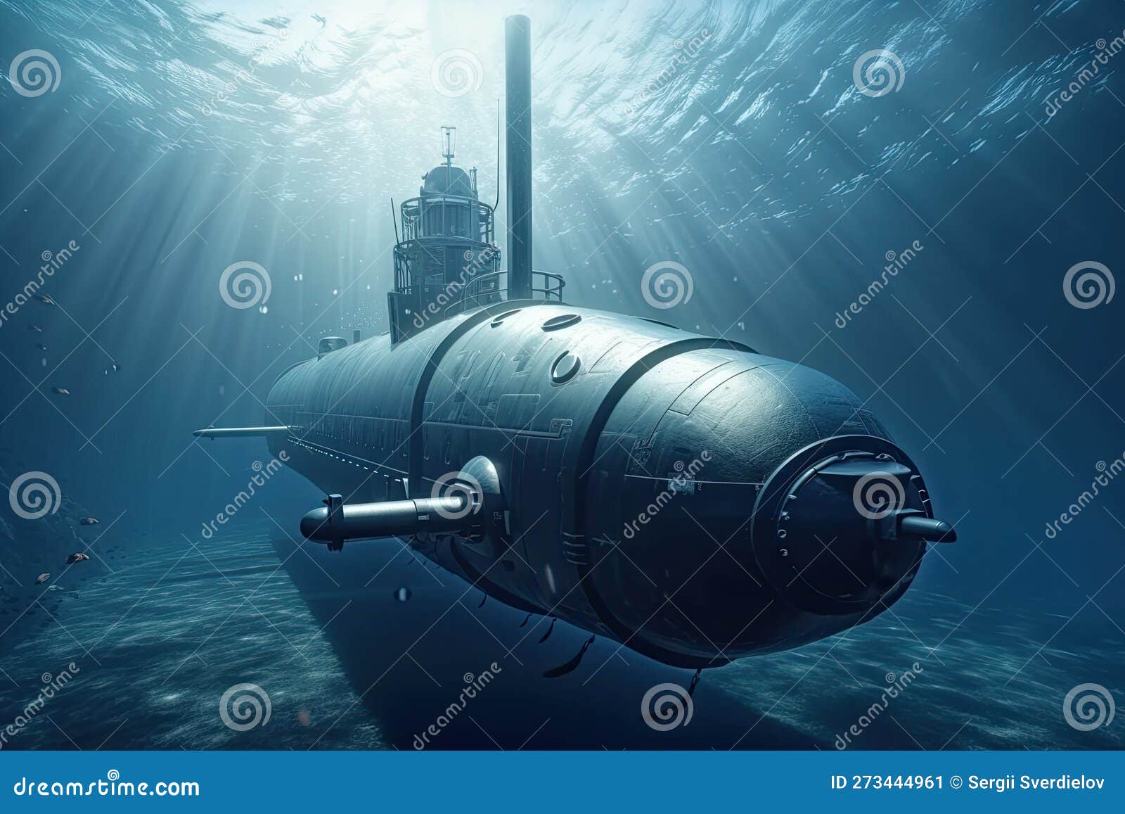 Modern Submarine Underwater View. Generative AI Stock Illustration ...