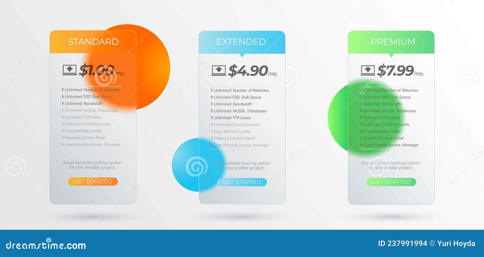 Modern Subscription Plan Table Template. Web Hosting Pricing Plans for ...