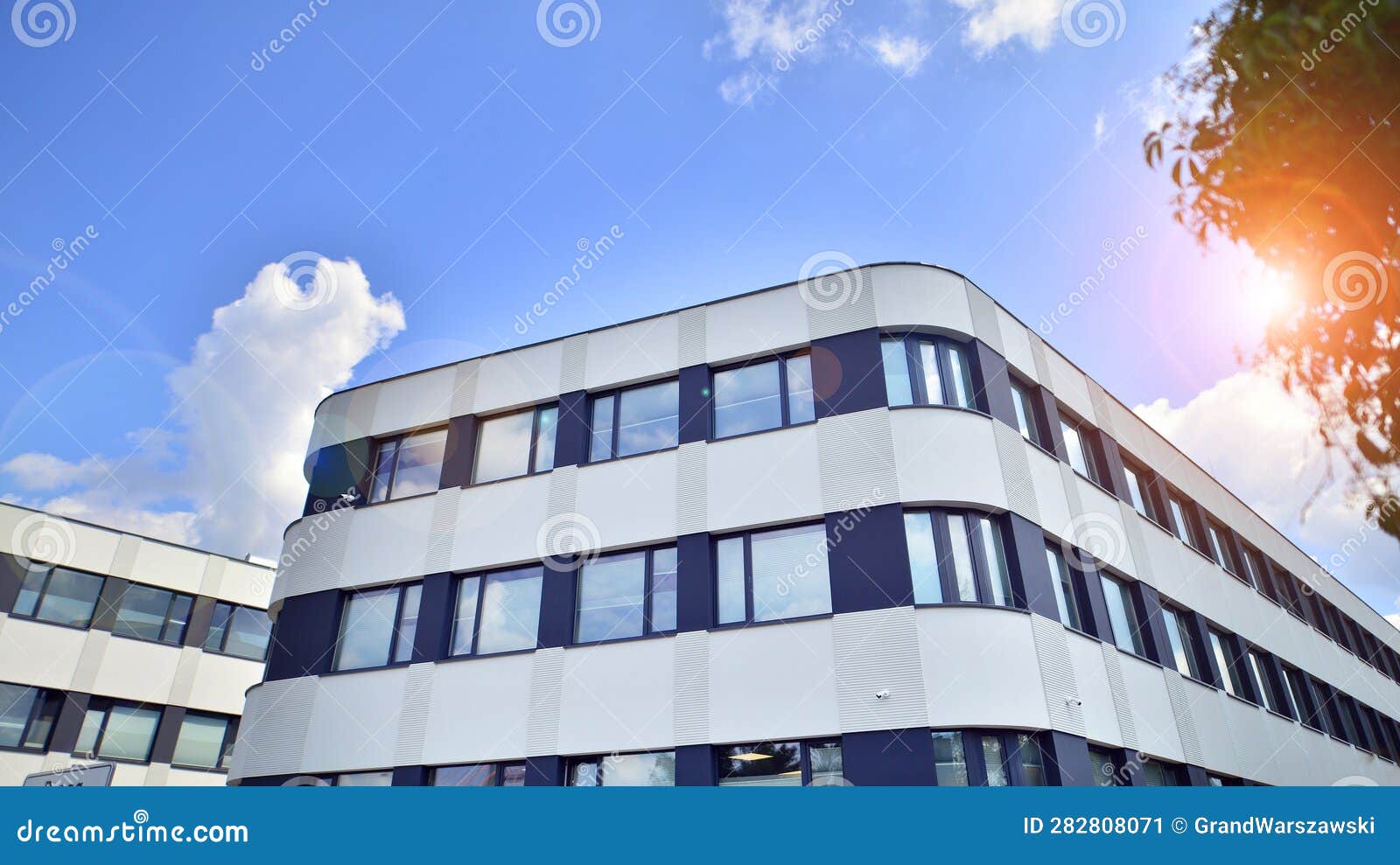 Modern Suburban Low Rise Office Building. Stock Image - Image of tech ...