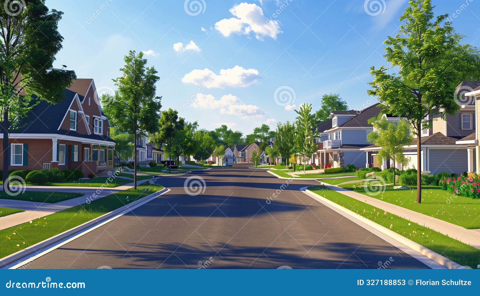 A Modern Suburban Neighborhood Stock Illustration - Illustration of ...