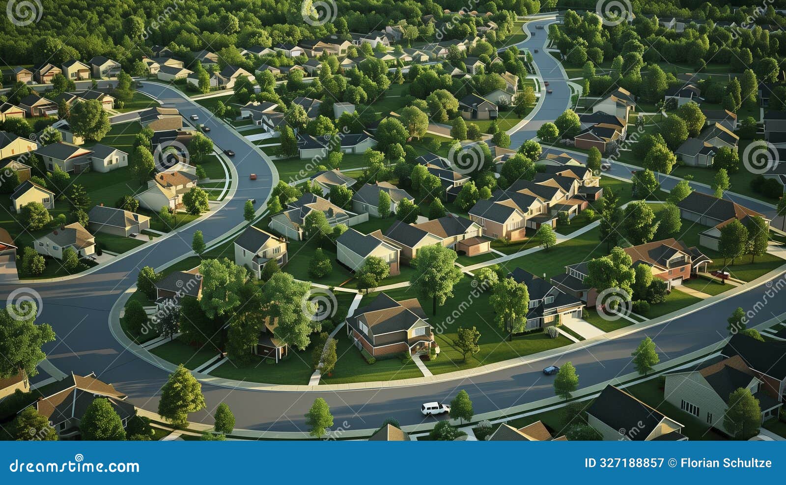 A Modern Suburban Neighborhood Stock Illustration - Illustration of ...