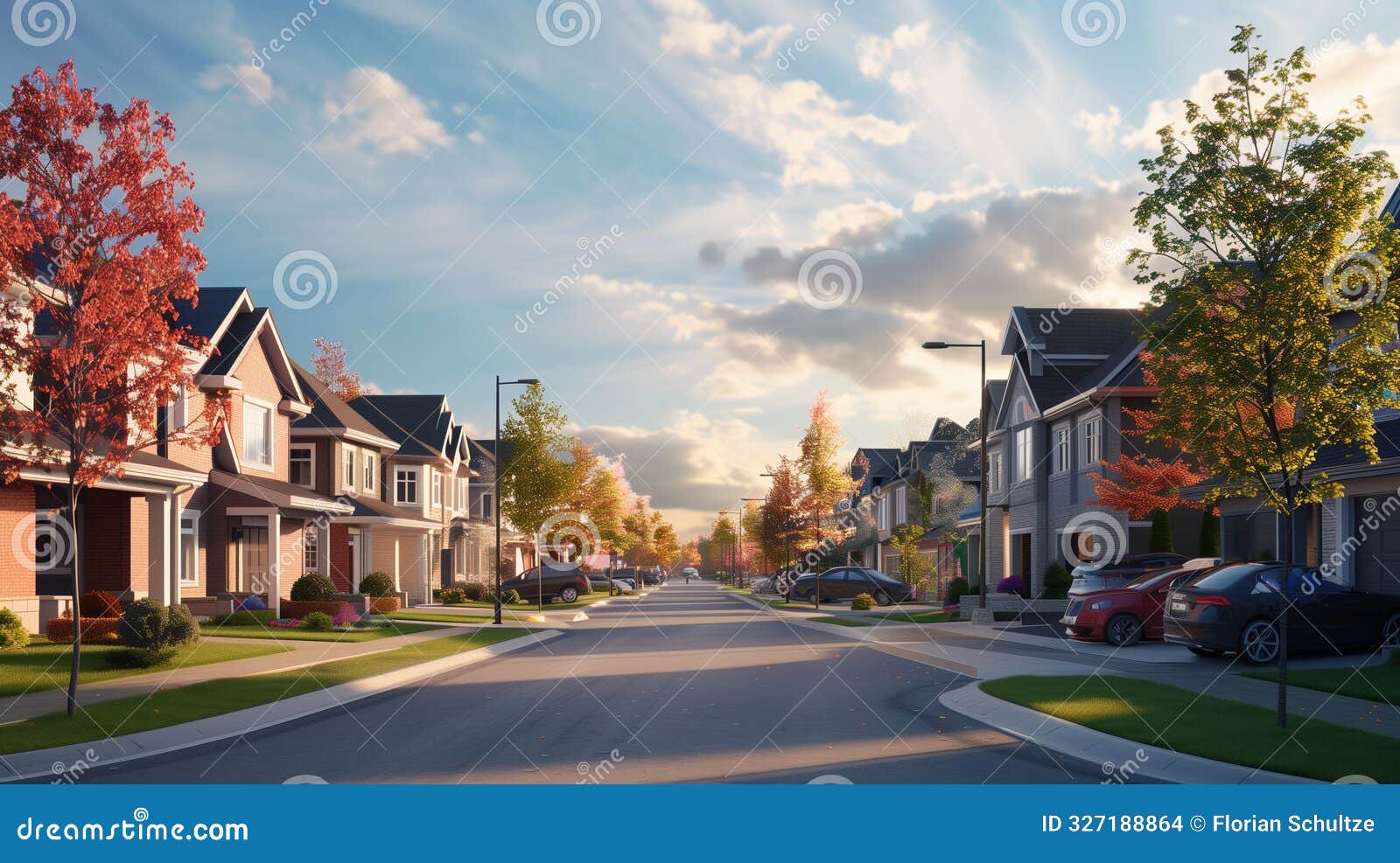 A Modern Suburban Neighborhood Stock Illustration - Illustration of ...