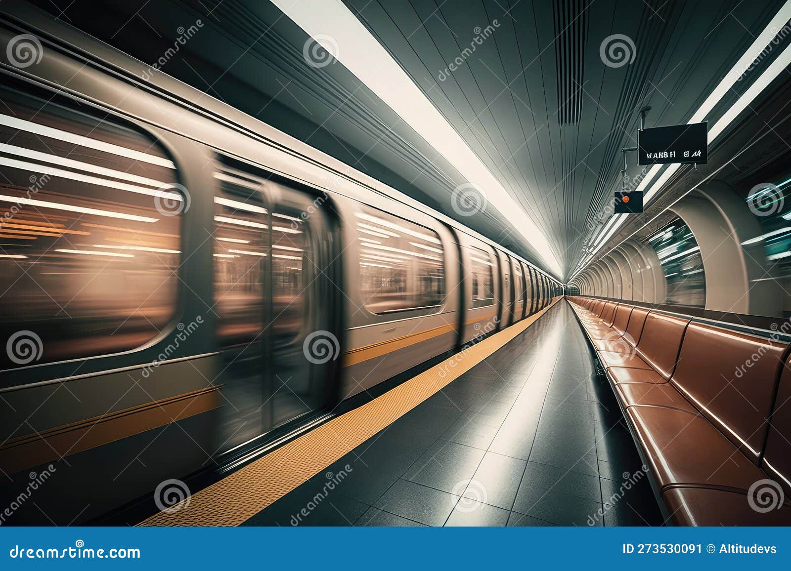 Modern Subway with Sleek Trains and Comfortable Seating, Speeding ...