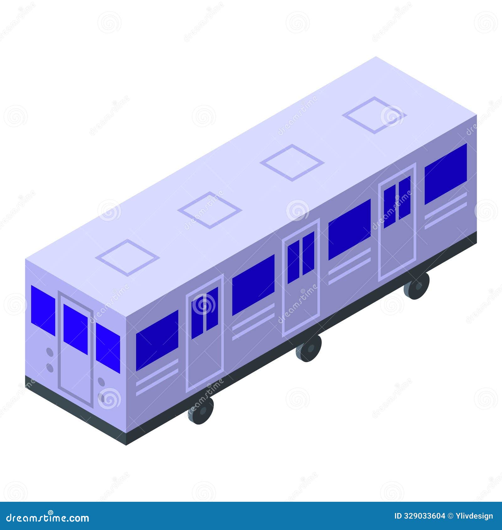 Modern Subway Train Waggon Standing on Rails Isometric View Stock ...
