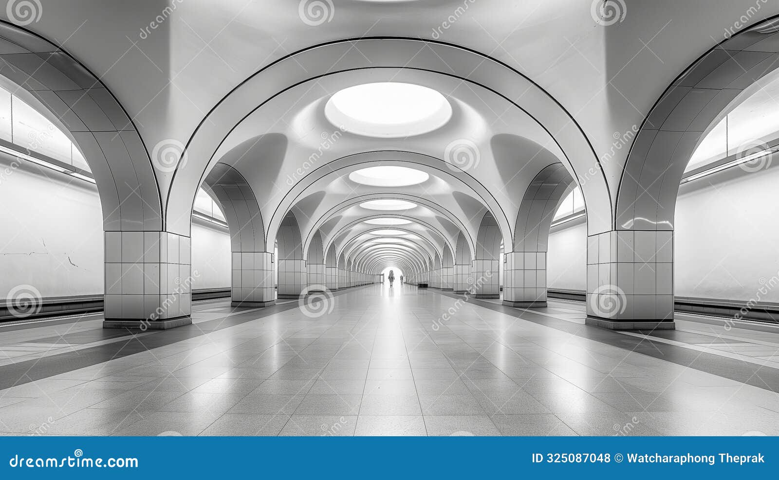 Modern Subway Tunnel with Arched Ceilings Stock Illustration ...