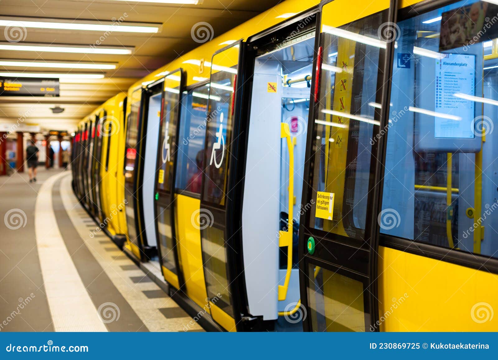 Modern Subway. Yellow Train at the Station Stock Image - Image of track ...