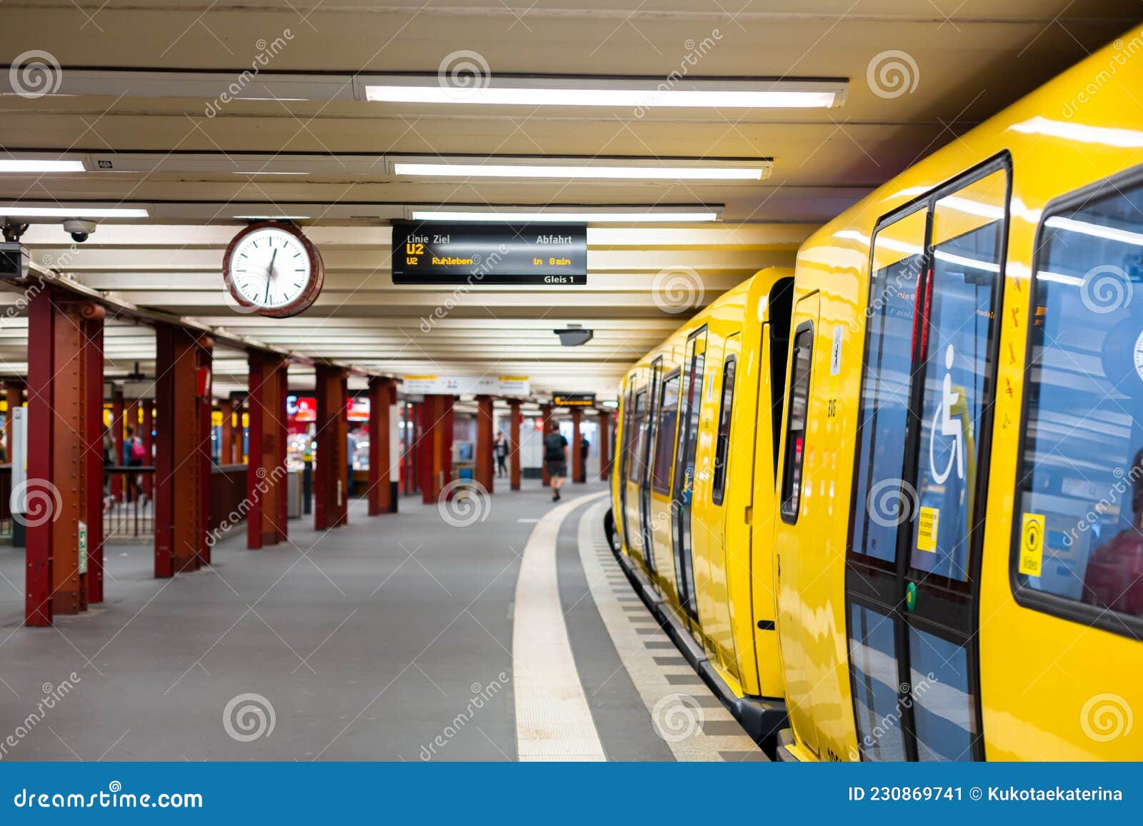 Modern Subway. Yellow Train at the Station Stock Image - Image of ...