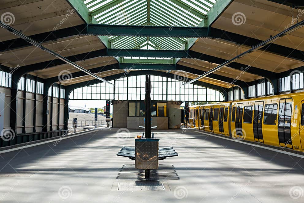 Modern Subway. Yellow Train at the Station Stock Photo - Image of ...