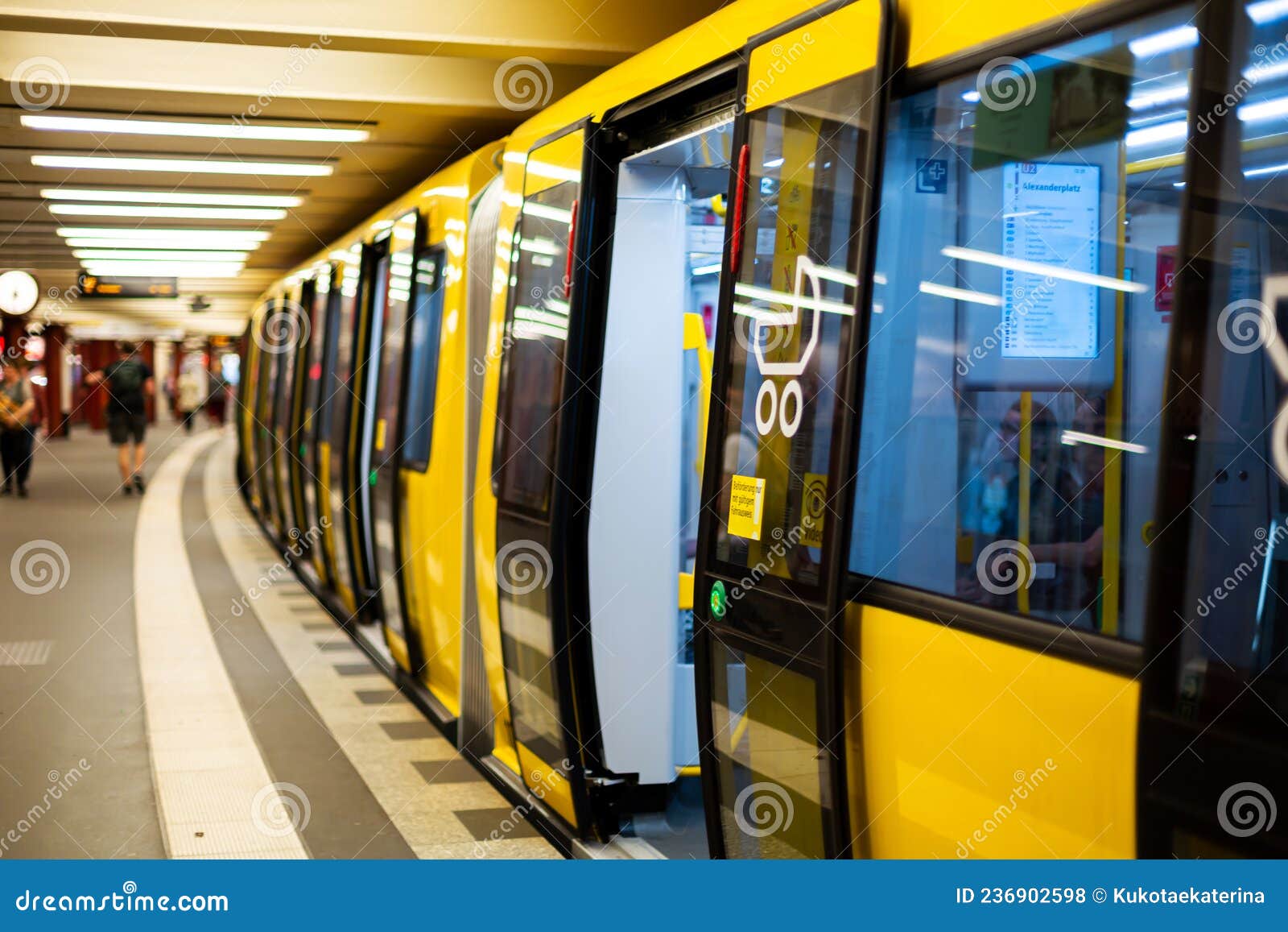 Modern Subway. Yellow Train at the Station Editorial Stock Photo ...