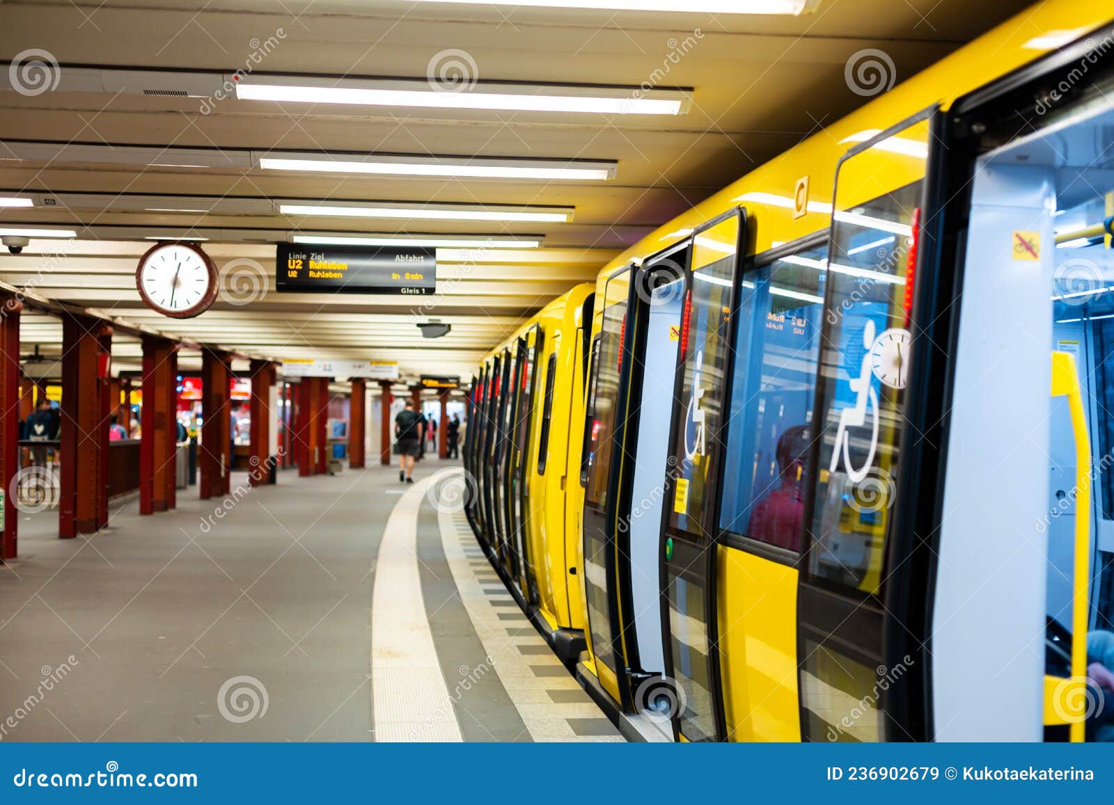 Modern Subway. Yellow Train at the Station Editorial Stock Image ...
