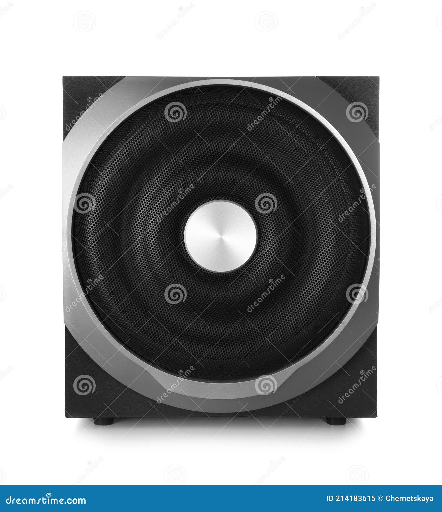 Modern Subwoofer Isolated on White. Powerful Audio Speaker Stock Image ...