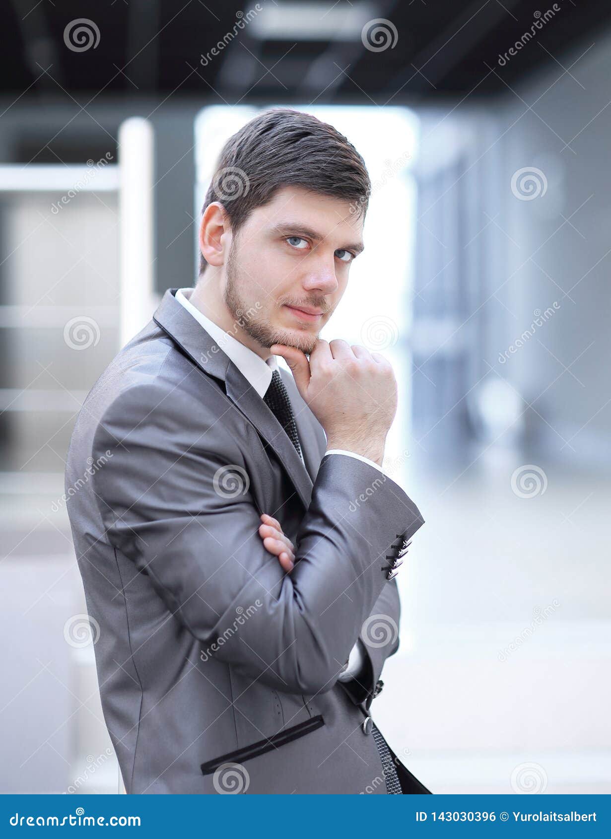 Modern Successful Businessman on Background of Office Stock Photo ...