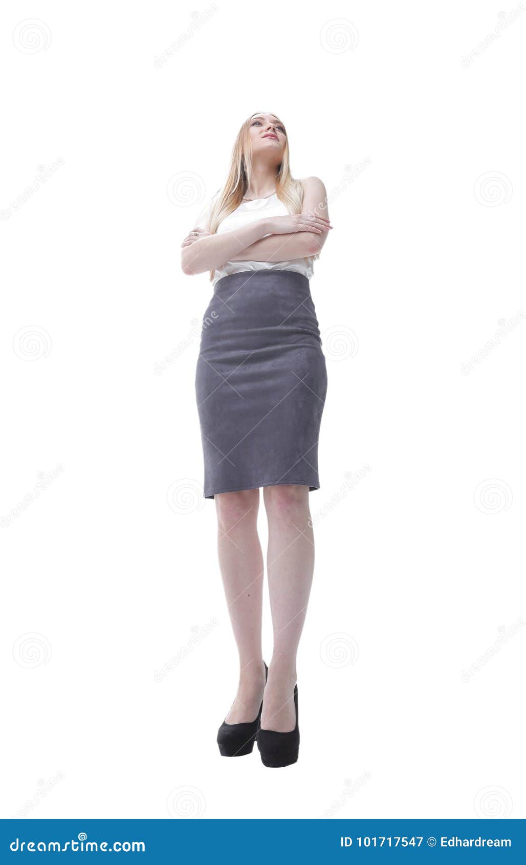 Modern Successful Young Business Woman. Full-length. View from Below ... Modern Successful Young Business Woman. Full-length. View from Below ...