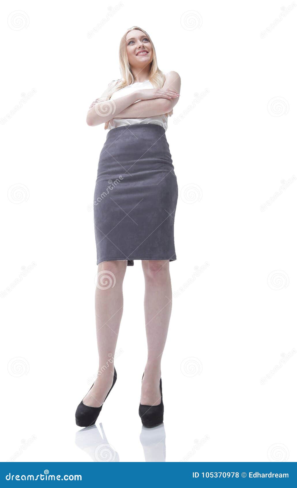 Modern Successful Young Business Woman. Full-length. View from Below ... Modern Successful Young Business Woman. Full-length. View from Below ...