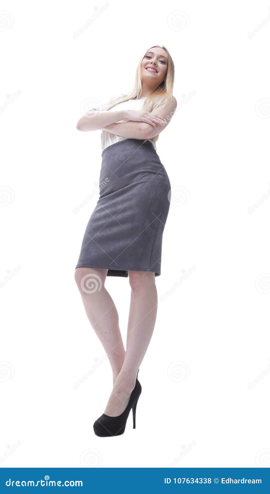Modern Successful Young Business Woman. Full-length. View from Below ... Modern Successful Young Business Woman. Full-length. View from Below ...