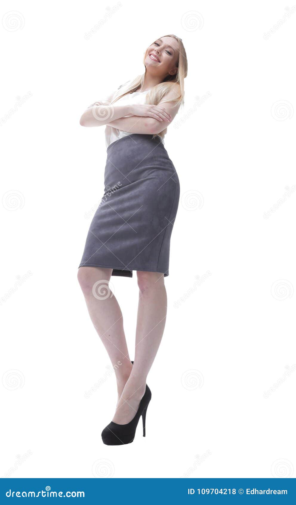 Modern Successful Young Business Woman. Full-length. View from Below ... Modern Successful Young Business Woman. Full-length. View from Below ...