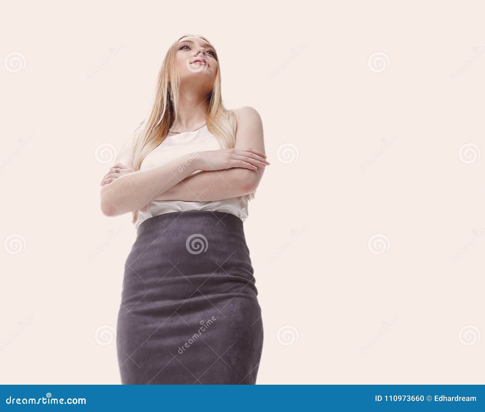 Modern Successful Young Business Woman. Full-length. View from Below ... Modern Successful Young Business Woman. Full-length. View from Below ...