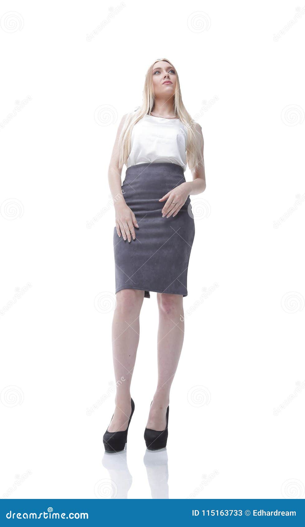 Modern Successful Young Business Woman. Full-length. View from Below ... Modern Successful Young Business Woman. Full-length. View from Below ...