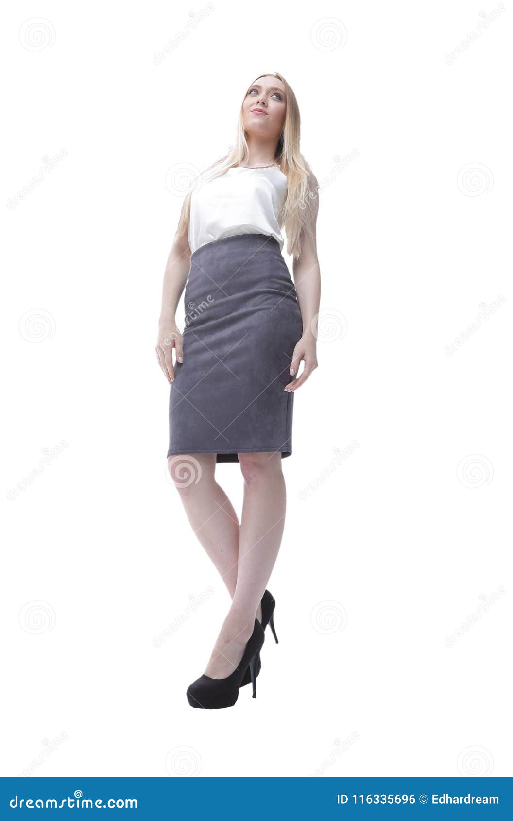 Modern Successful Young Business Woman. Full-length. View from Below ... Modern Successful Young Business Woman. Full-length. View from Below ...