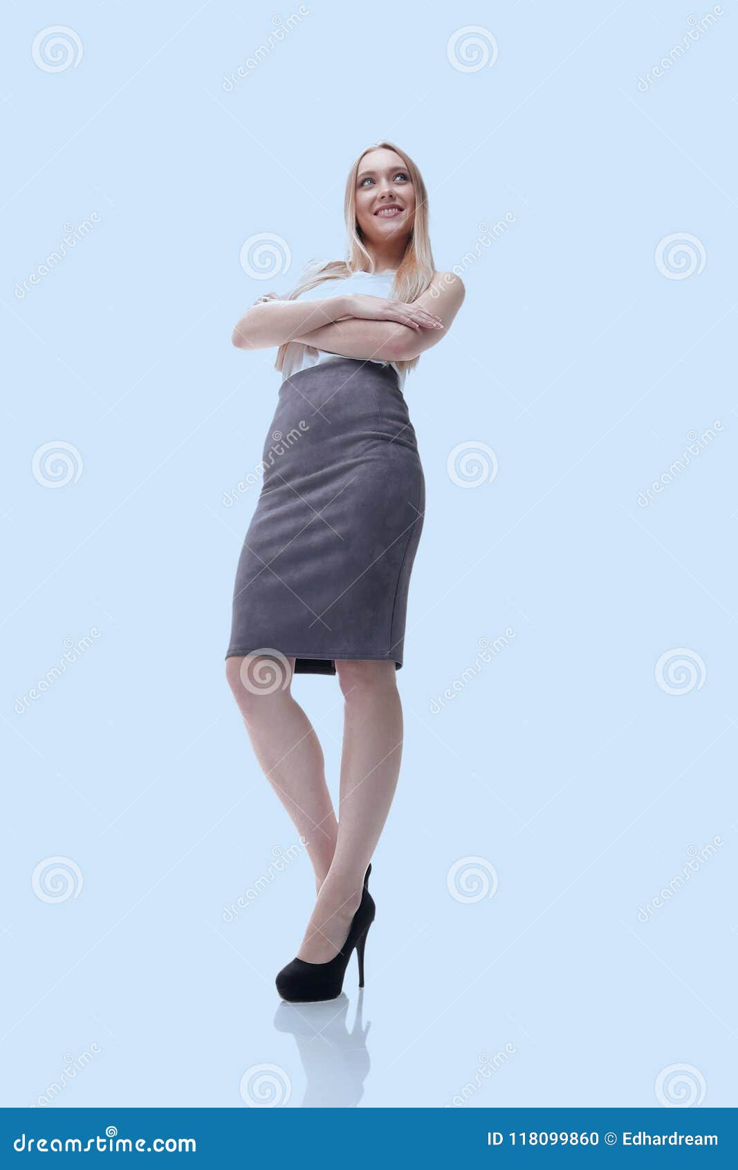 Modern Successful Young Business Woman. Full-length. View from Below ... Modern Successful Young Business Woman. Full-length. View from Below ...