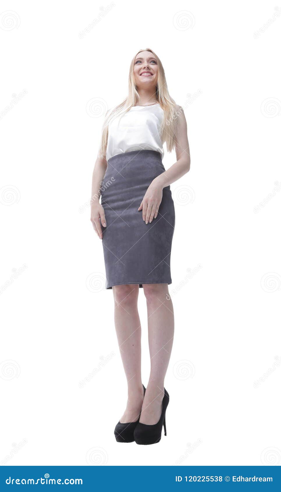 Modern Successful Young Business Woman. Full-length. View from Below ... Modern Successful Young Business Woman. Full-length. View from Below ...
