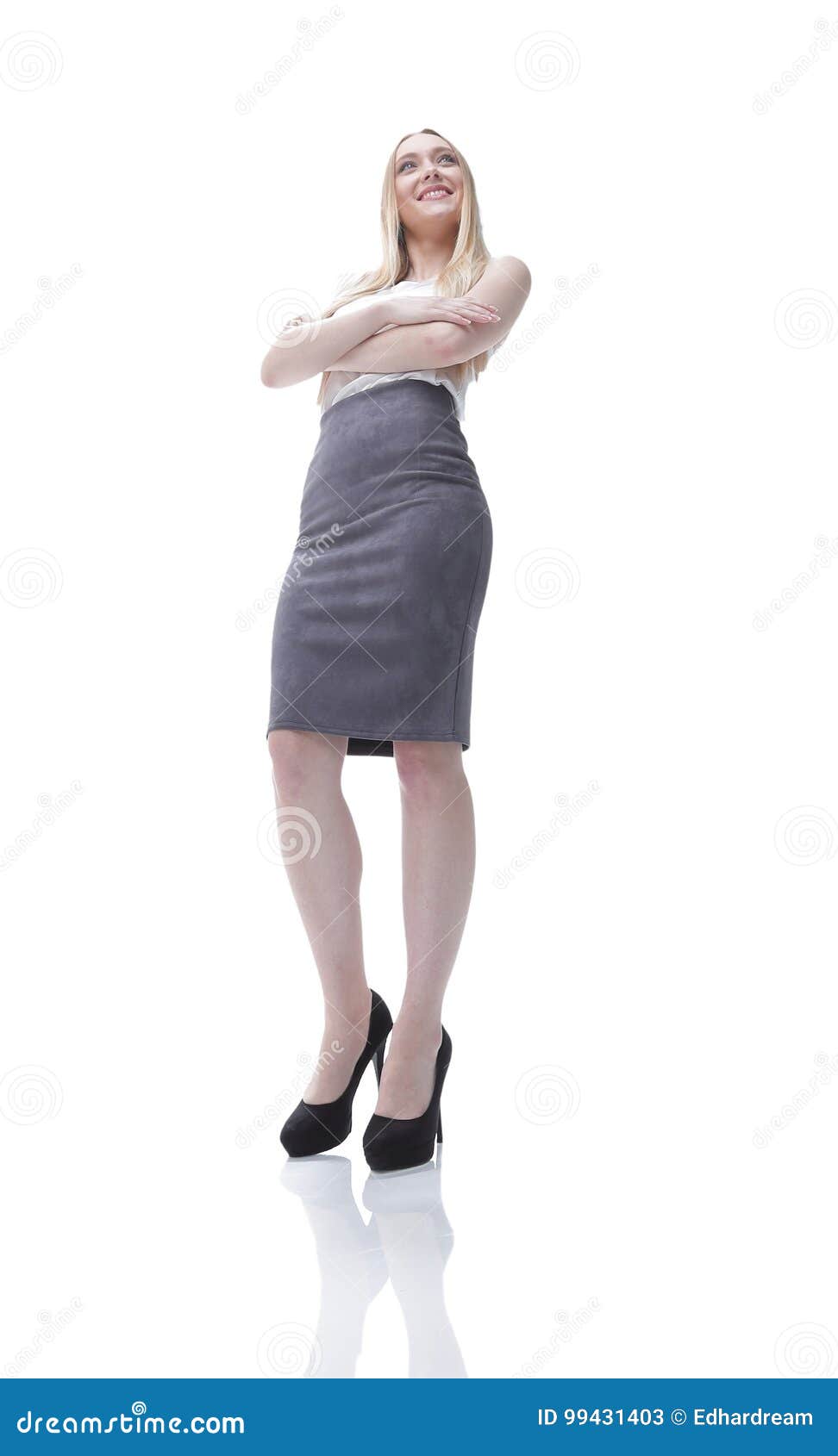 Modern Successful Young Business Woman. Full-length. View from Below ... Modern Successful Young Business Woman. Full-length. View from Below ...