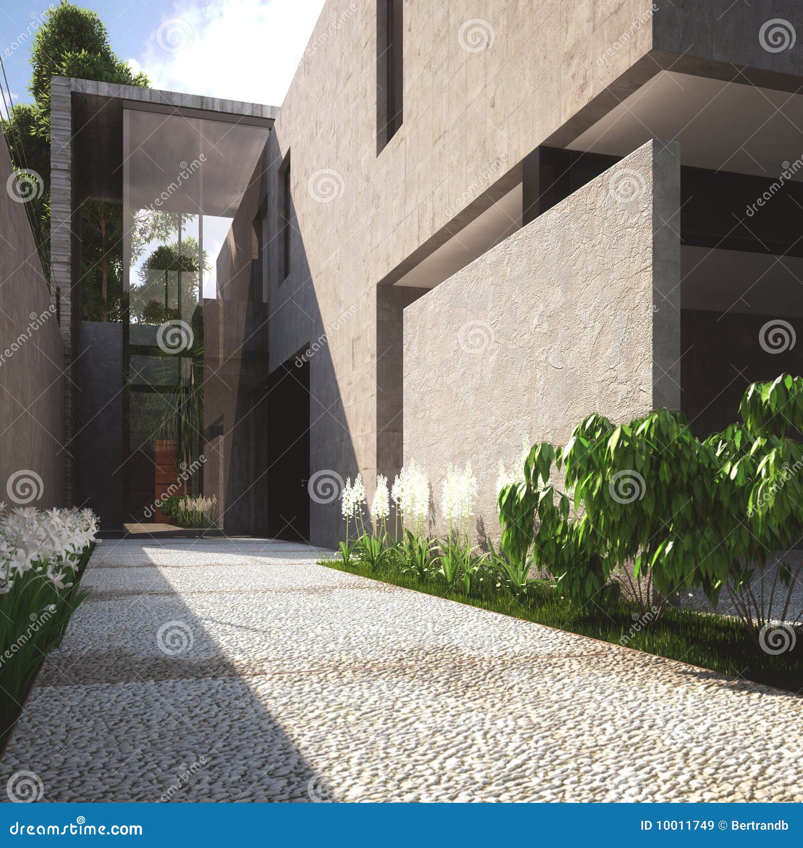 Modern Summer Home and Patio Stock Illustration - Illustration of pane ...