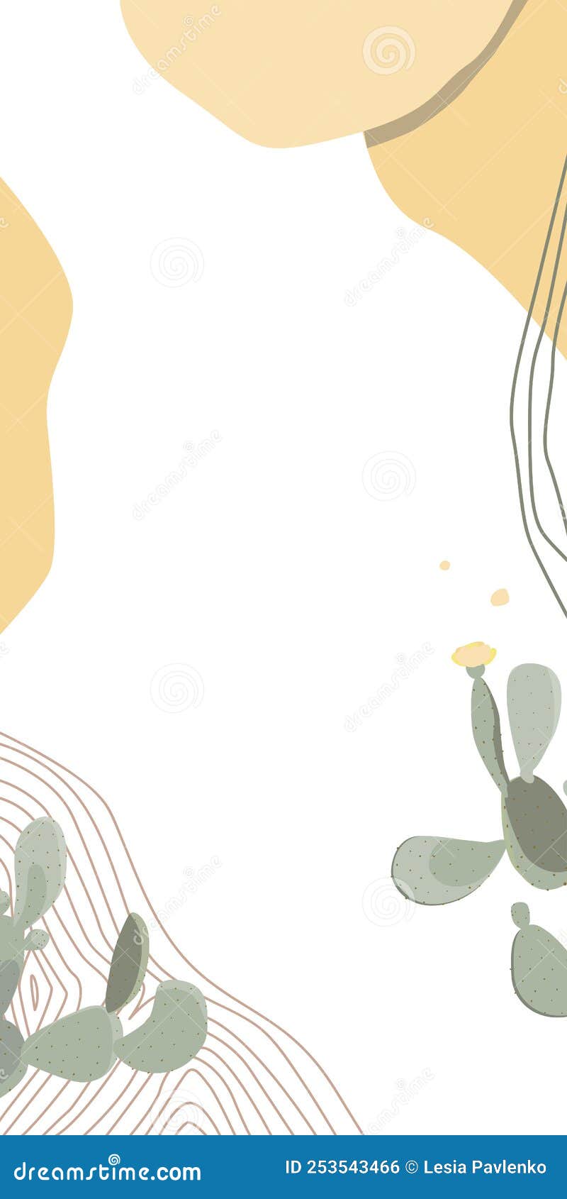 Modern Summer Vertical Abstract Background Template with Prickly Pear ...