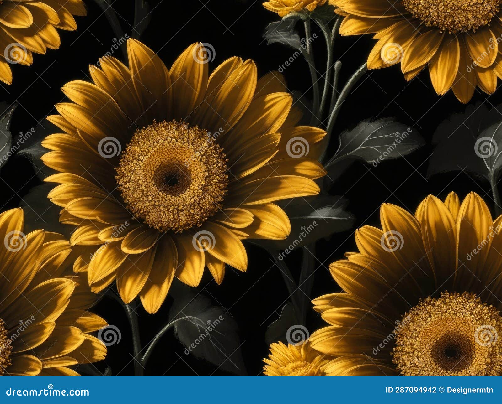 Modern Sunflowers Collage Contemporary Seamless Pattern Stock ...