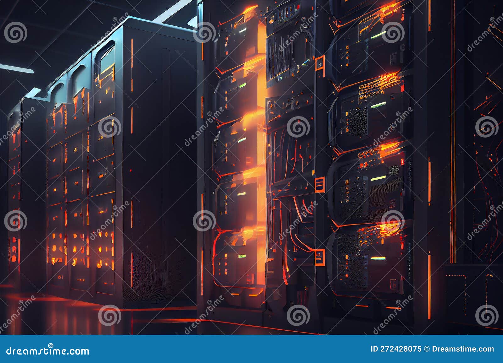 Modern Supercomputers In Computational Data Center Stock Illustration Illustration Of Wireless