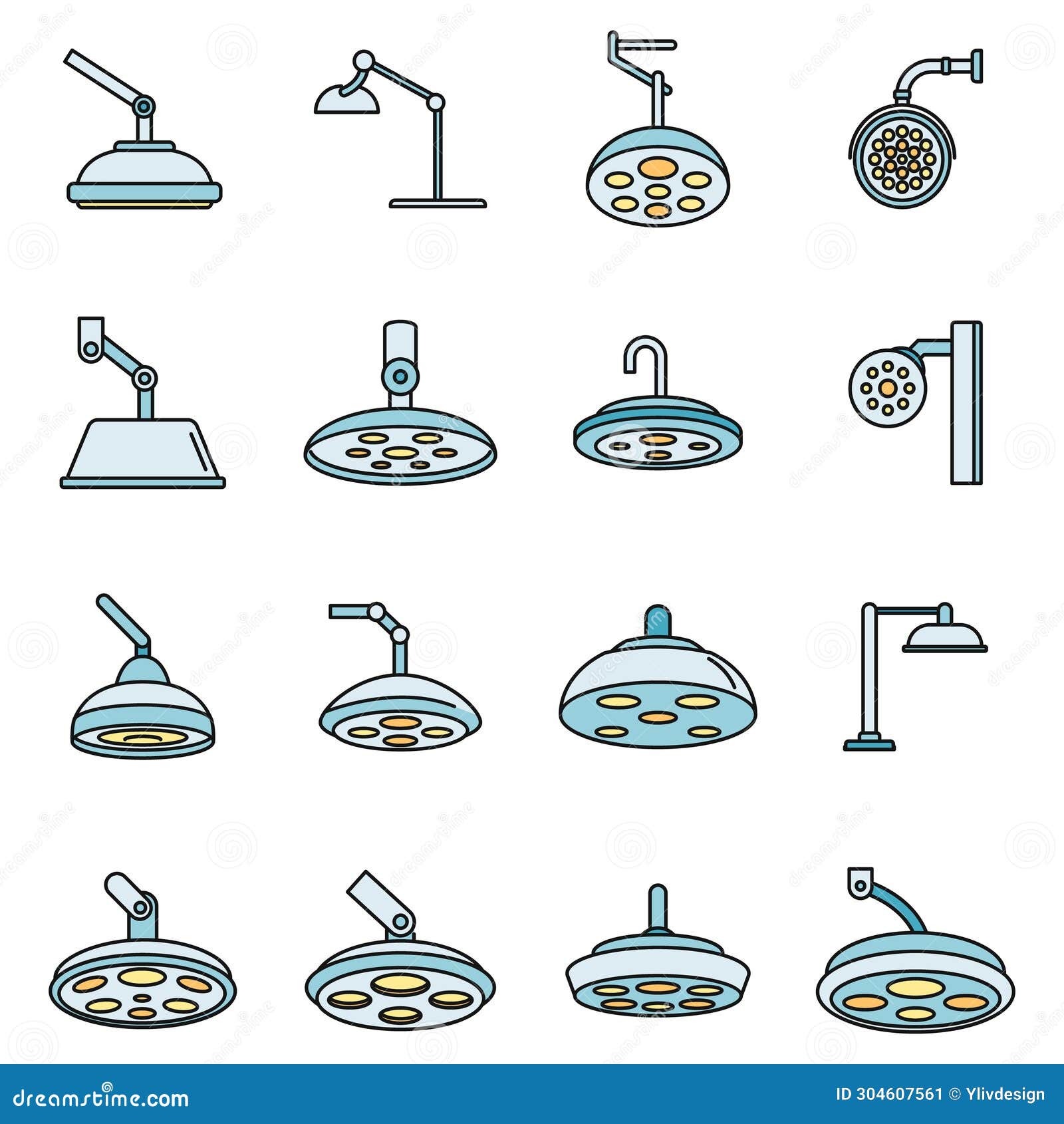 Modern Surgical Light Icons Set Vector Color Line Stock Illustration ...