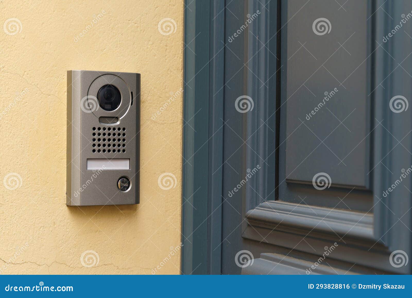 A Modern Surveillance Camera is Installed on the Front Door. Stock ...