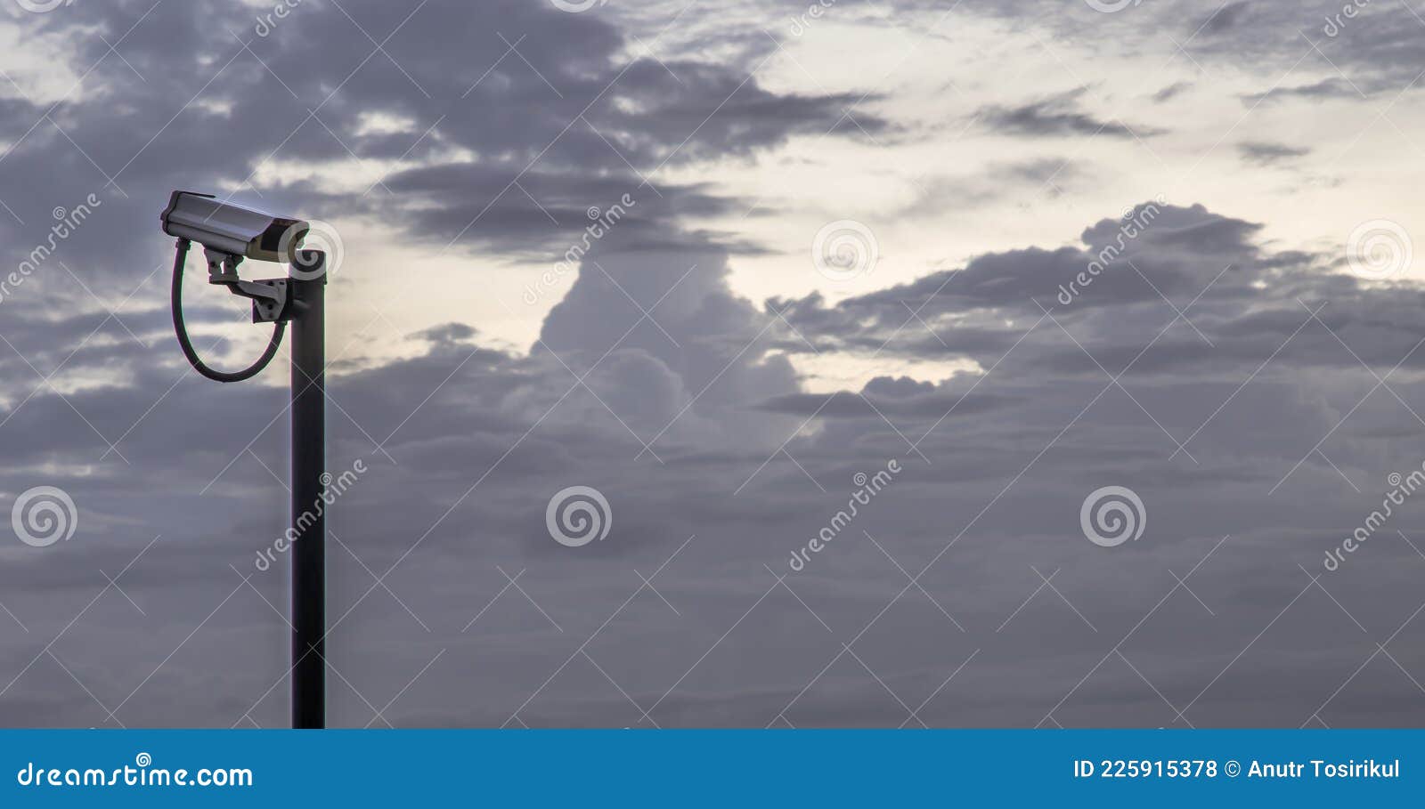 Modern Surveillance Camera on the Sky Background. the Concept of ...