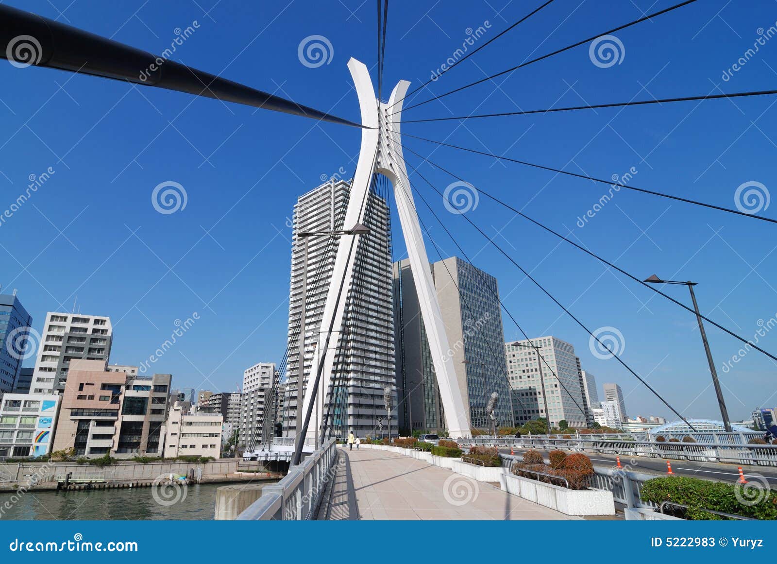 Modern suspension bridge stock image. Image of architecture - 5222983