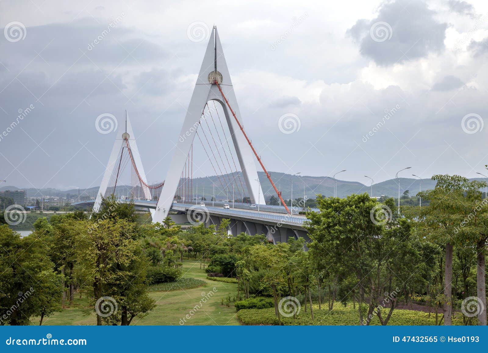 Modern suspension bridge stock image. Image of twin, cable - 47432565